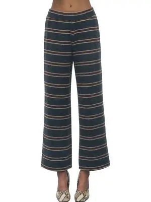 MAUDE CLUB Bradley Striped Wide Leg Knit Pants - Navy Multi