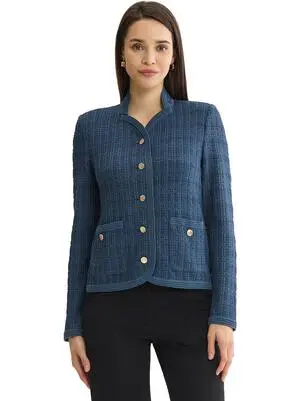Misook Tonal Tweed Knit Jacket - Stardust