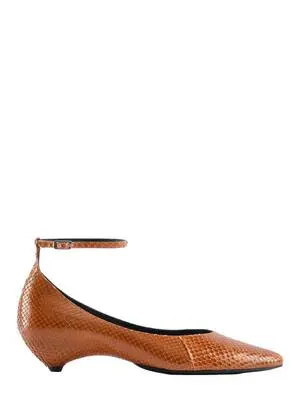 JUDE Mode Ballerina In Python Leather - Tan