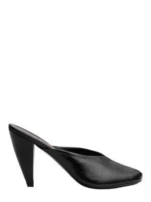 MY STORE Paw Mule In Black Creased Leather