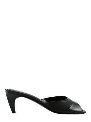 JUDE Cave Mule In Creased Leather - Black