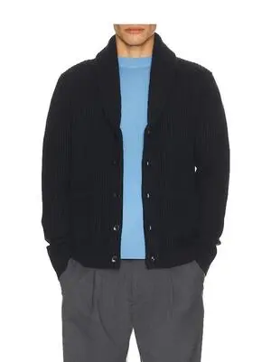 Reigning Champ Merino Kenny Shawl Cardigan In Blue - Navy