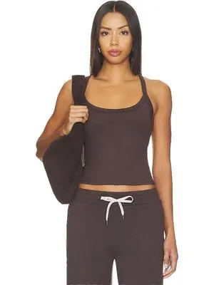 Vuori Halo Cross Back Tank Top In Grey - Java Heather