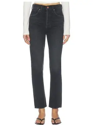 Citizens Of Humanity Charlotte High Rise Straight Jeans In Black - Dark Wave