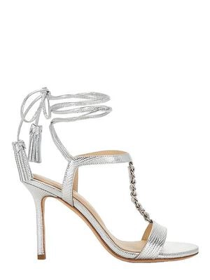L'Agence Bond Sandal In Metallic Silver - Silver Lizard