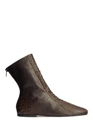 JUDE Floor Ankle Boot In Dark Python Leather - Brown