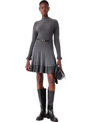 Maje Short Gradient Knit Dress - Grey