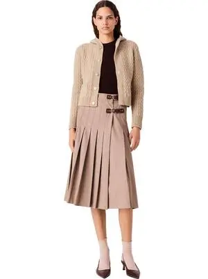 MAJE Pleated Midi Skirt With Buckles