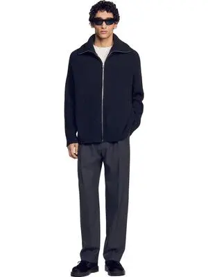 Sandro Textured Wool Zip-up Cardigan - Grey