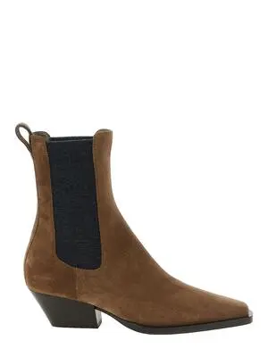 Brunello Cucinelli 'precious Loop Detail' Ankle Boots Brown