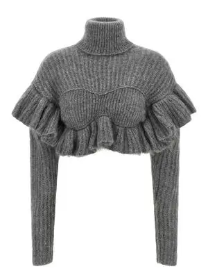 Elisabetta Franchi Ruffle Sweater Gray