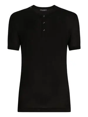Dolce & Gabbana Silk Serafino T-shirt Black