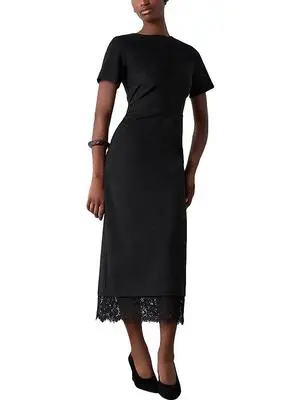 Whistles Ponte Detachable Lace Hem Dress - Black
