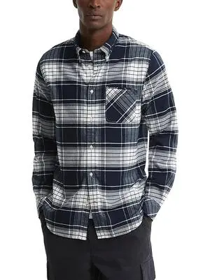 Barbour Embergate Cotton Flannel Check Shirt - Navy