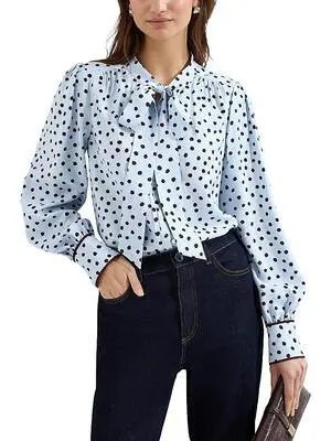 PHASE EIGHT Coco Tie Neck Blouse - Blue