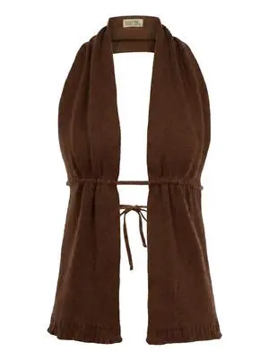 PAR Y ESCALA Open Back Knit Olo Top - Brown