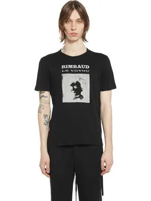 ANN DEMEULEMEESTER Baptist Standard Fit T-shirt With Le Voyou Print - Black
