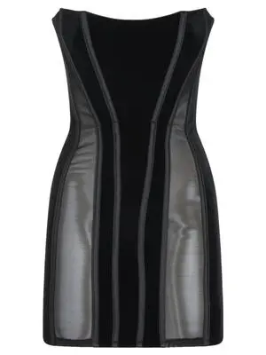 Elisabetta Franchi Strapless Mini Velvet Dress - Black