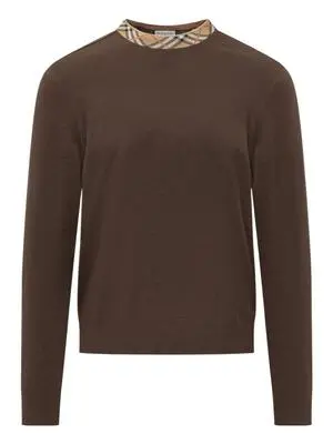 Burberry Check-trim Long Sleeve T-shirt Brown