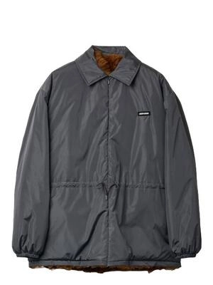 Miu Miu Technical Fabric And Shearling Blouson Jacket - Hematite