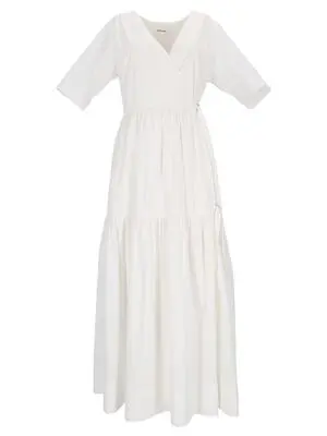 P.a.r.o.s.h V-neck Short-sleeve Dress - White