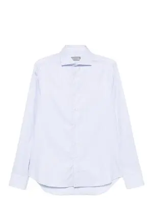 Canali Micro-check Long-sleeve Shirt - Light Blue