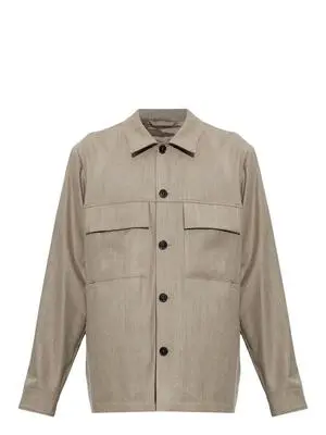 Paul Smith Wool Overshirt With Patch Pockets - Khaki