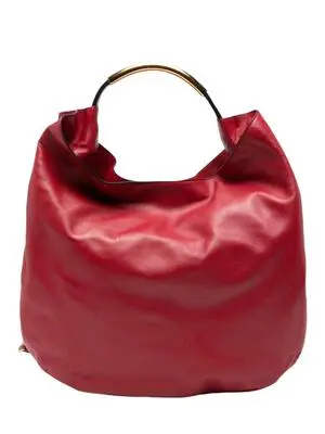 Moschino Handle Me Logo-plaque Leather Tote Bag Red