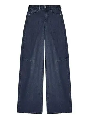Emporio Armani Wide Fit J5h Jeans In Lyocell Blend Plated Denim - Blue