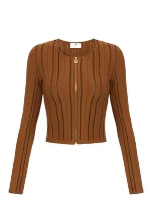 Elisabetta Franchi Cardigan In Knit Fabric - Brown
