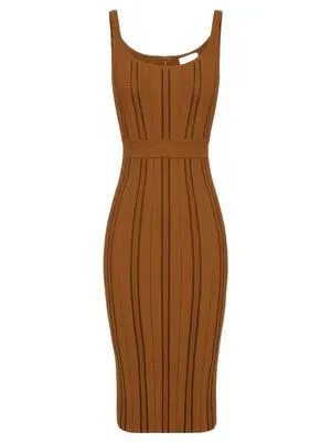 Elisabetta Franchi Striped Knit Dress - Brown