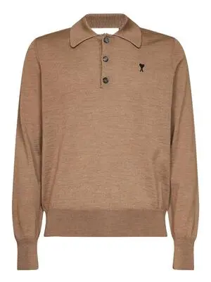 AMI Paris De Coeur Polo Shirt - Camel