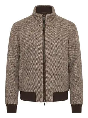 Peserico Tweed Bomber Jacket - Brown