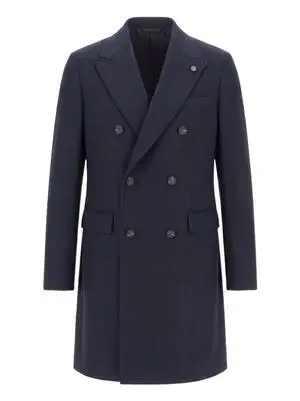 Peserico Long-sleeved Double-breasted Coat - Black