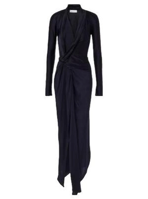 Victoria Beckham Lea Draped Silk-trimmed Jersey Maxi Dress - No