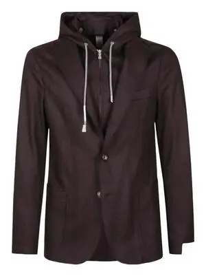 Eleventy Eleventy Detachable Hood Single-Breasted Blazer Black