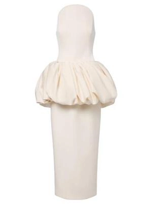 Magda Butrym Draped Peplum Cotton And Silk Midi Dress - No