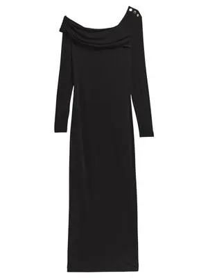 Barbour Asymmetric Offshoulder Maxi Dress Black