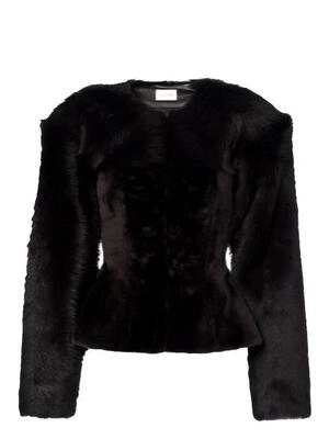 Magda Butrym Peplum Shearling Jacket - Black