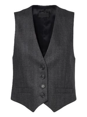 NILI LOTAN Ismael Checked Wool And Cashmere Vest - Black