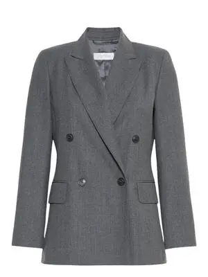 Max Mara Double-breasted Wool Flannel Blazer - Medium Gray