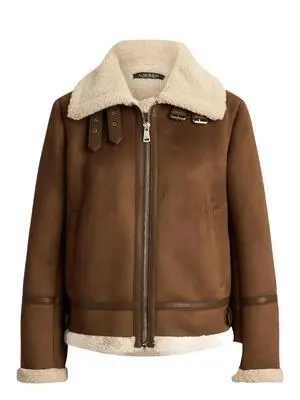 Ralph Lauren Buckle-trim Faux-suede Jacket - Brown