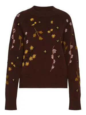 Max Mara Embroidered Wool Sweater - Dark Brown