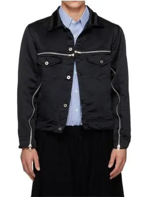 Comme Des Garçons Zip-detail Button-up Jacket - Black