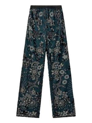 Emporio Armani Wide-leg Tulle Trousers With Beaded Floral Embroidery - Patterned