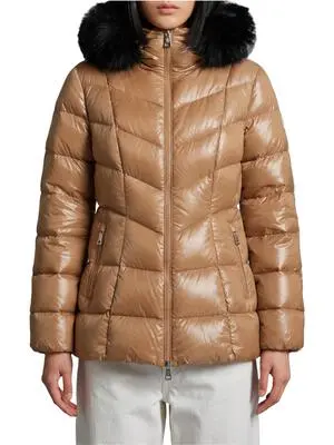 Moncler Fulmar Hooded Short Down Jacket - Brown