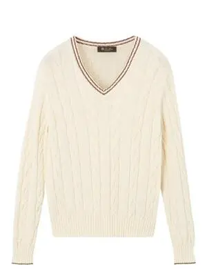 Loro Piana Augusta V-Neck White/kummel