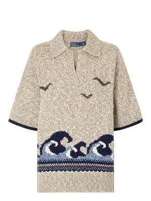 Polo Ralph Lauren Intarsia-knit Cotton And Wool-blend Sweater Neutrals