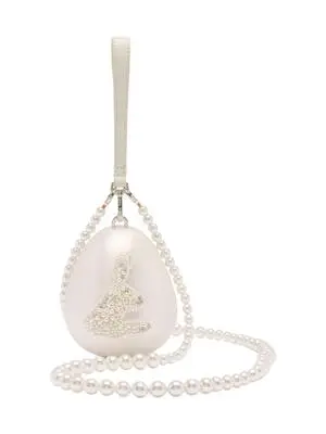 Simone Rocha Pearl-embellished Chain-detail Egg Bag - White