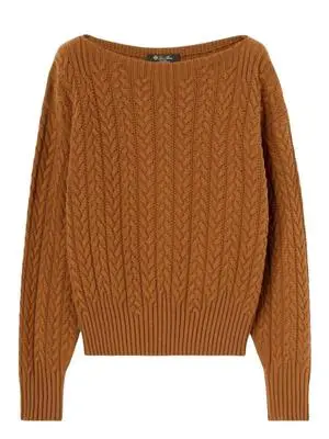 Loro Piana Long-sleeved Boat-neck Sweater - Brown
